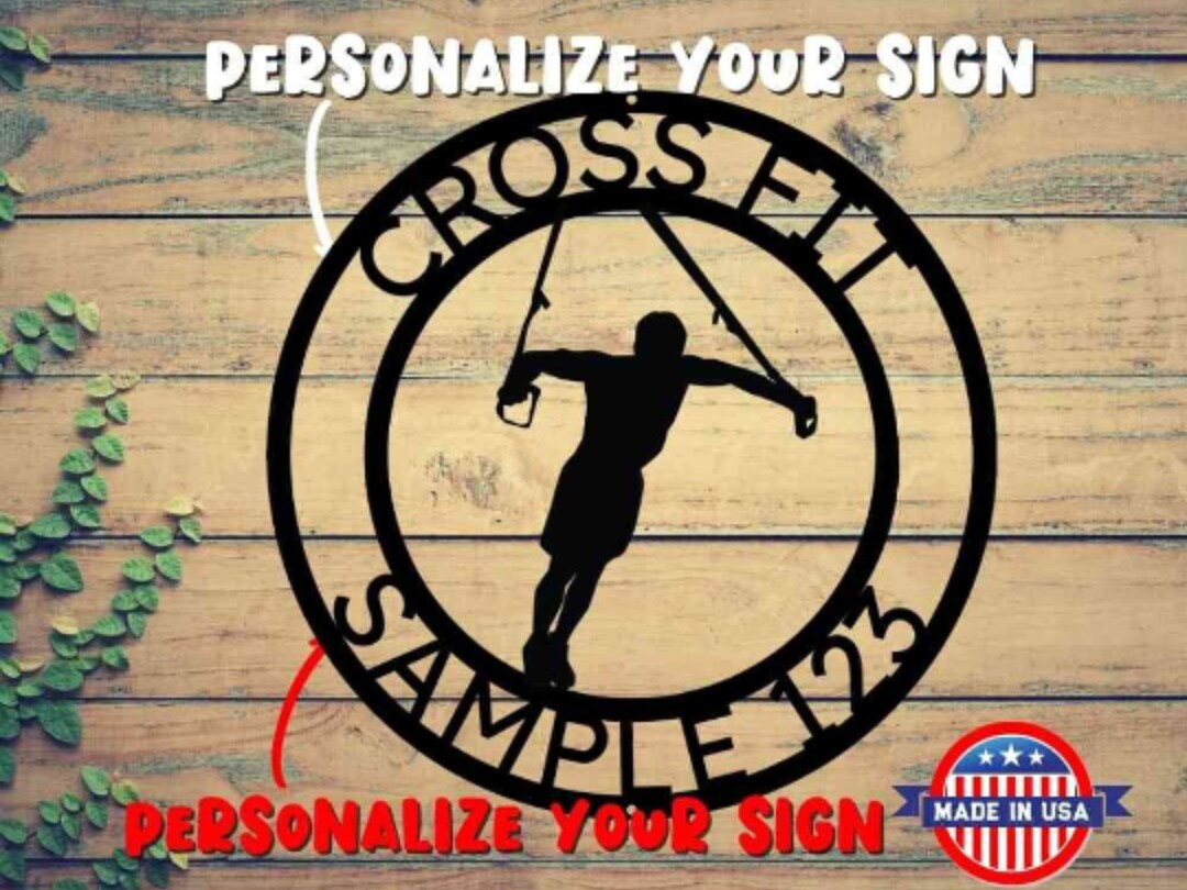 Crossfit Gym Sign Monogram Steel Sign Personalized Crossfit Home Gym ...