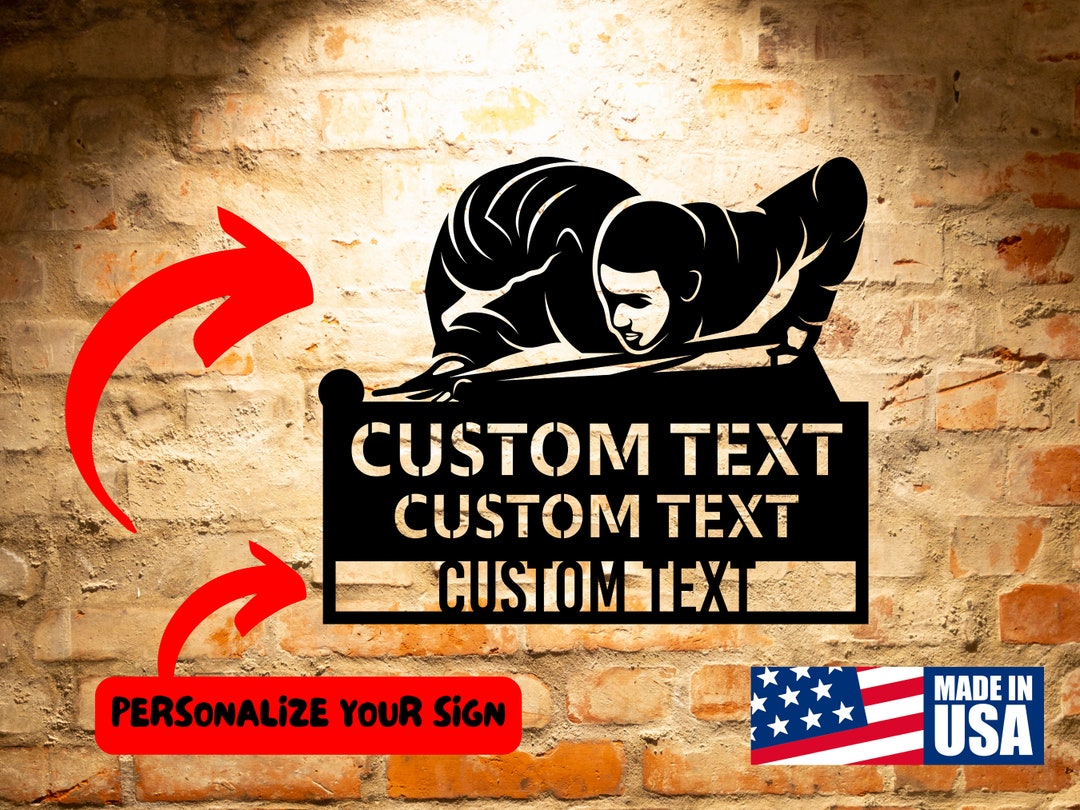 BILLIARD PLAYER SIGN Monogram Wall Art Customized Billiard Player ...