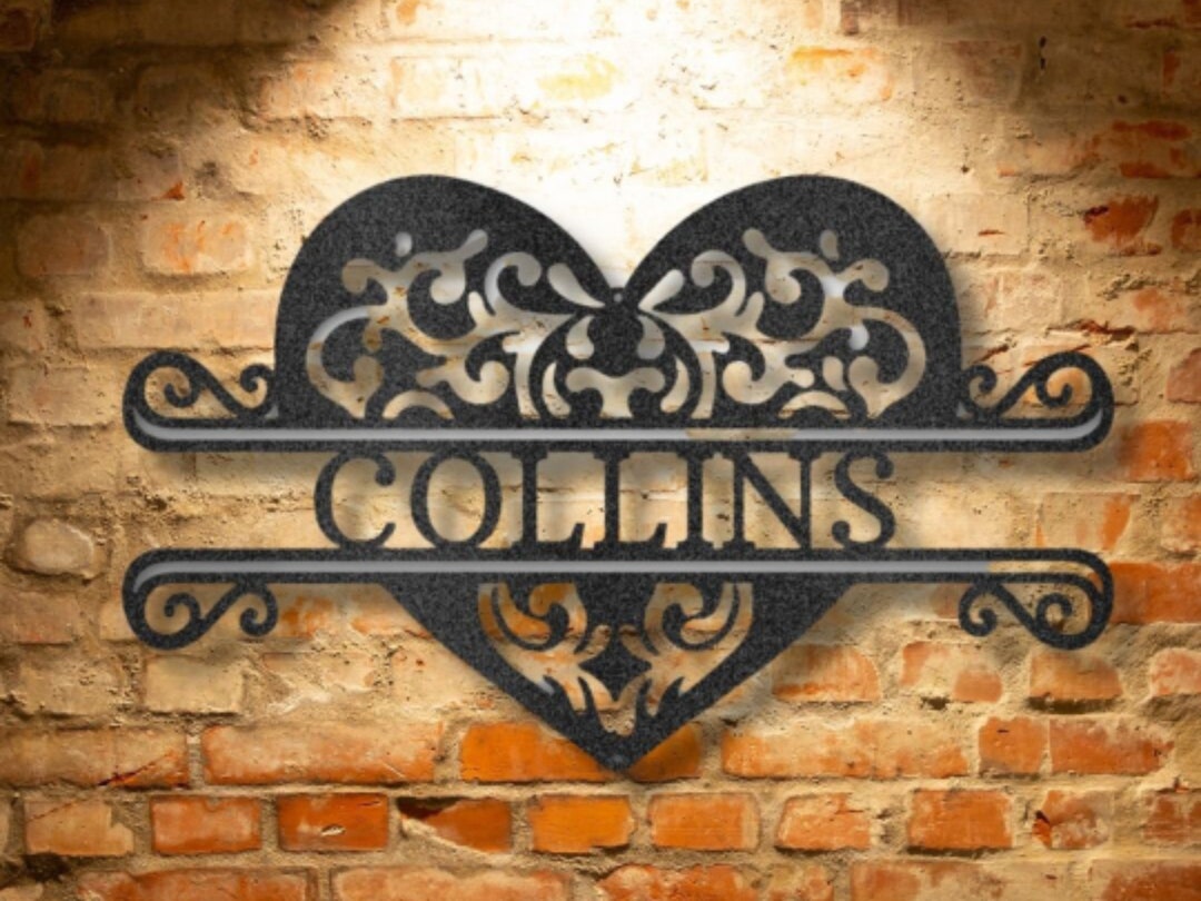 CUSTOM HEART SIGN Monogram Steel Sign Wedding Gift Personalized Fancy ...