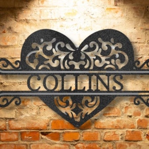 CUSTOM HEART SIGN Monogram Steel Sign Wedding Gift Personalized Fancy ...