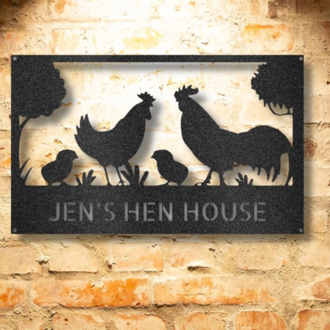Personalized Hen House Monogram Steel Sign Custom Chicken Home Wall Art ...