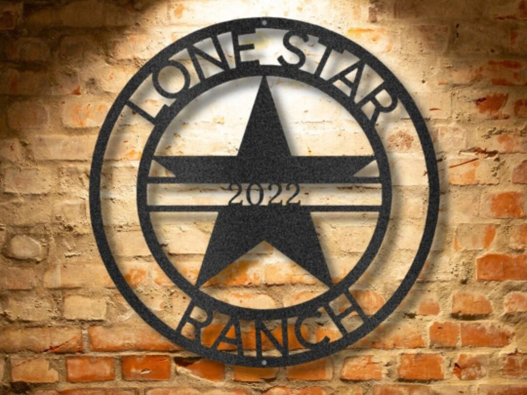 Texas Star Sign Custom Texas Star Wall Sign Established Monogram Steel ...