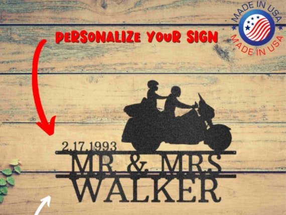 Custom Motorcycle Sign Monogram Steel Sign Personalized Couple - Etsy