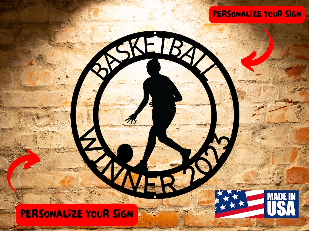 CUSTOM BASKETBALL SIGN Sport Steel Sign Personalize Basketball Monogram ...