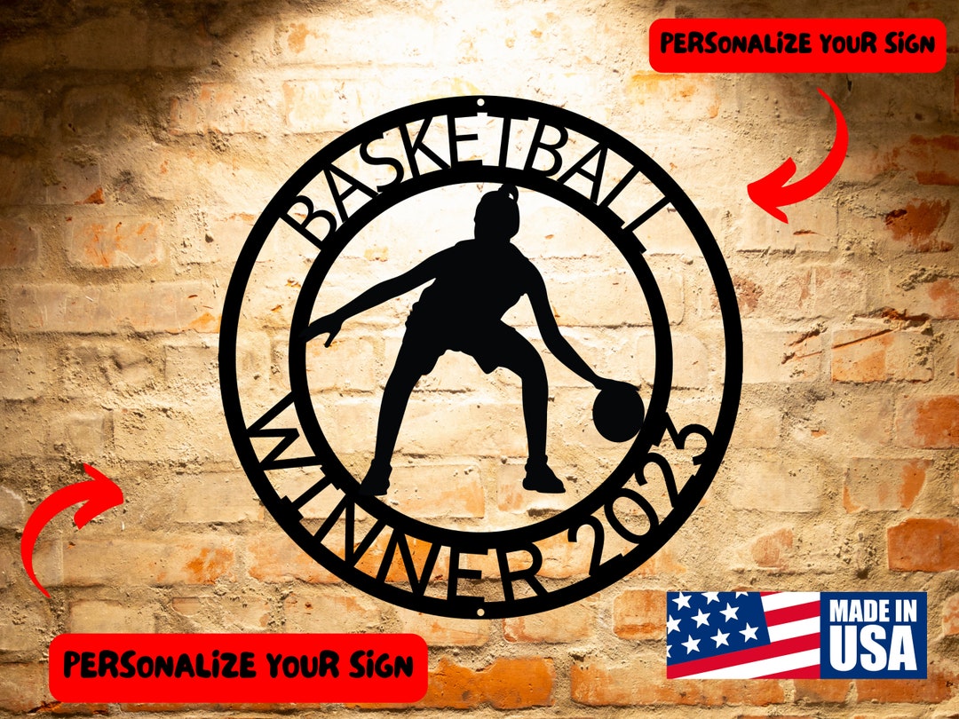 BASKETBALL NAME SIGN Steel Monogram Wall Art, Personalized Basketball ...