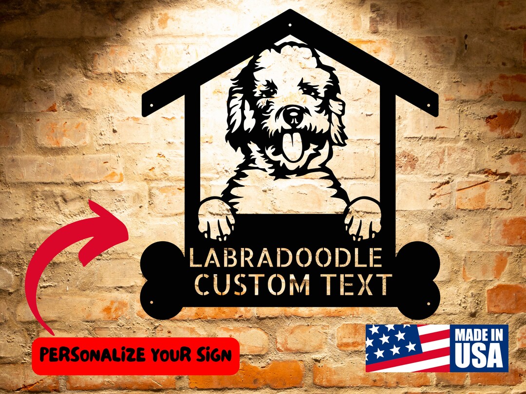 Custom Labradoodle Dog Sign, Personalized Dog Name Sign, Handcrafted ...