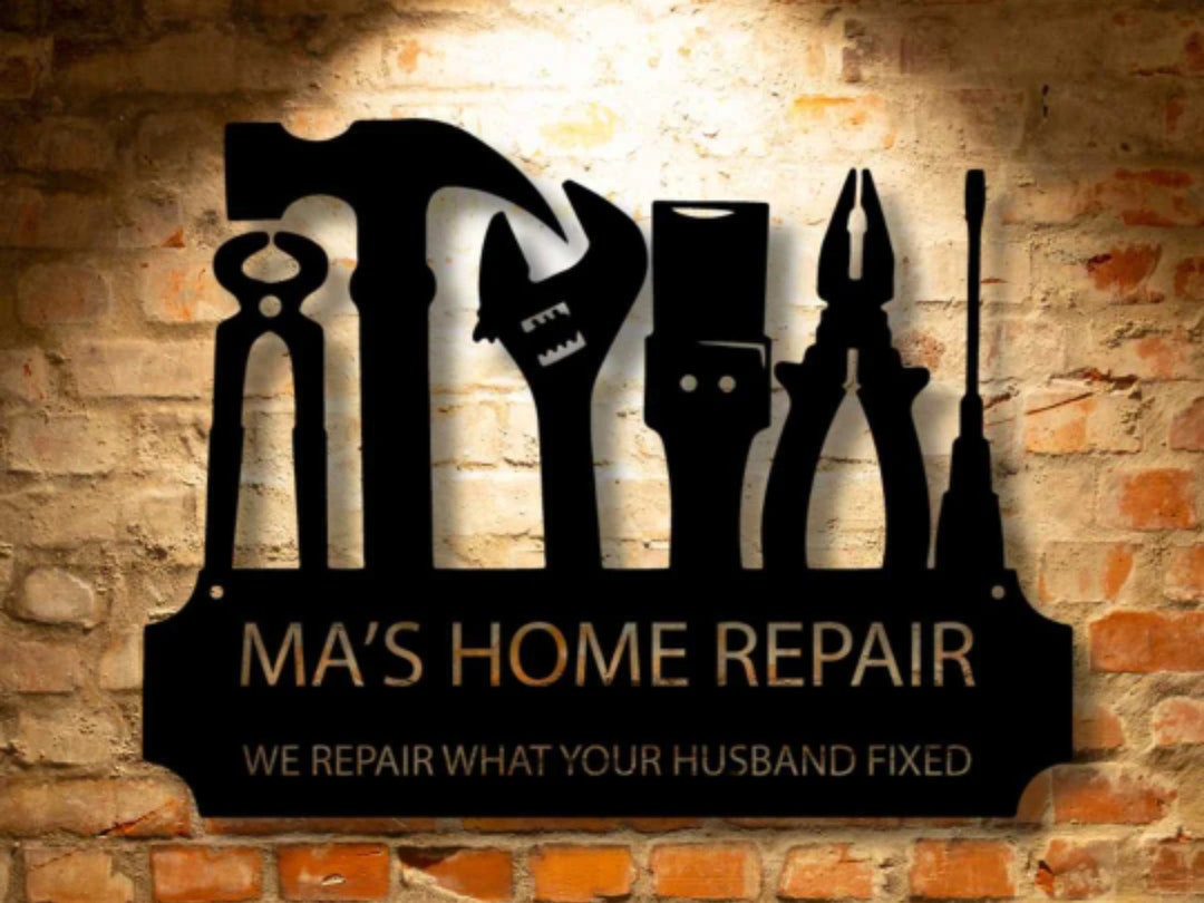 CUSTOM TOOLS SIGN Monogram Steel Sign Personalized Tool Time Monogram ...