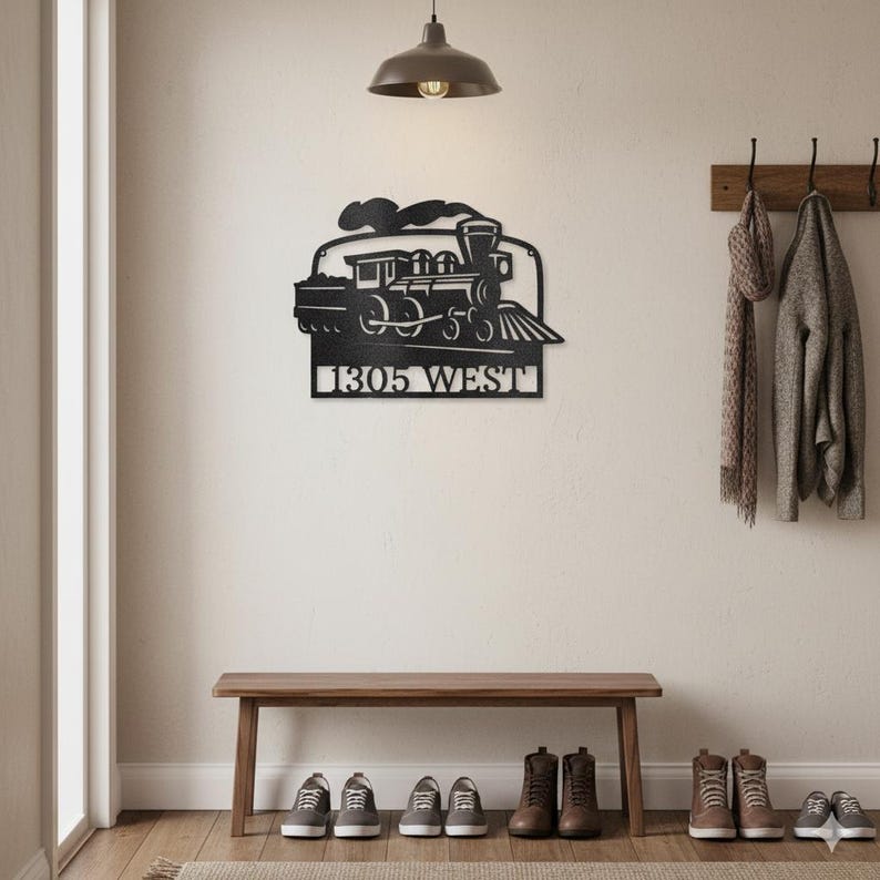 Train Address Metal Sign – Custom House Number Steam Engine Wall Art - Etsy