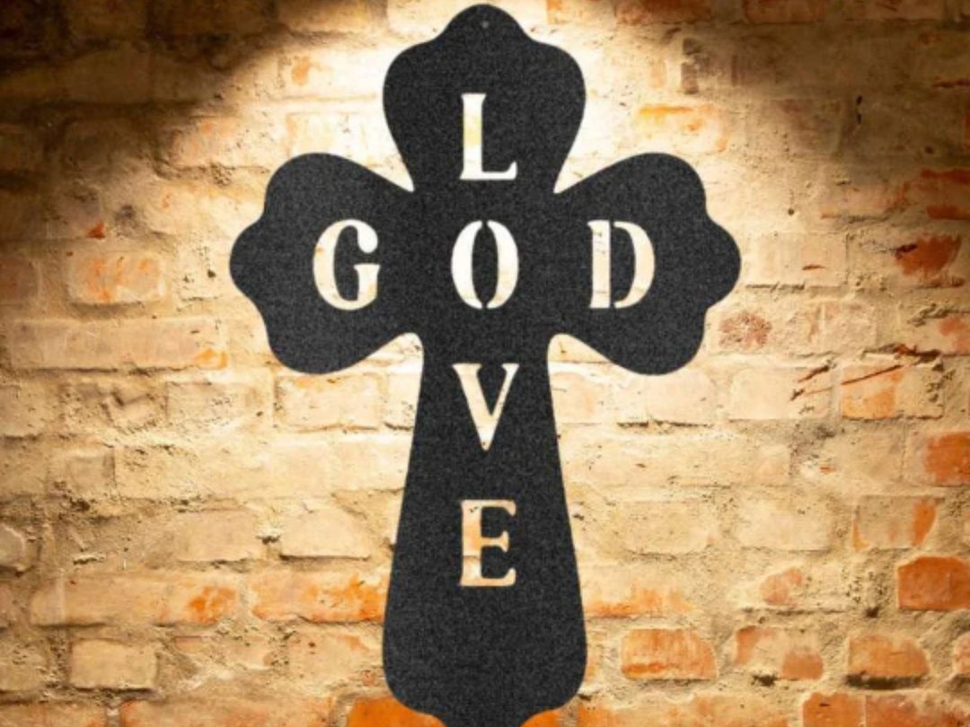 CUSTOM LOVE GOD Sign Monogram Steel Sign Religious Hanging Décor Love ...