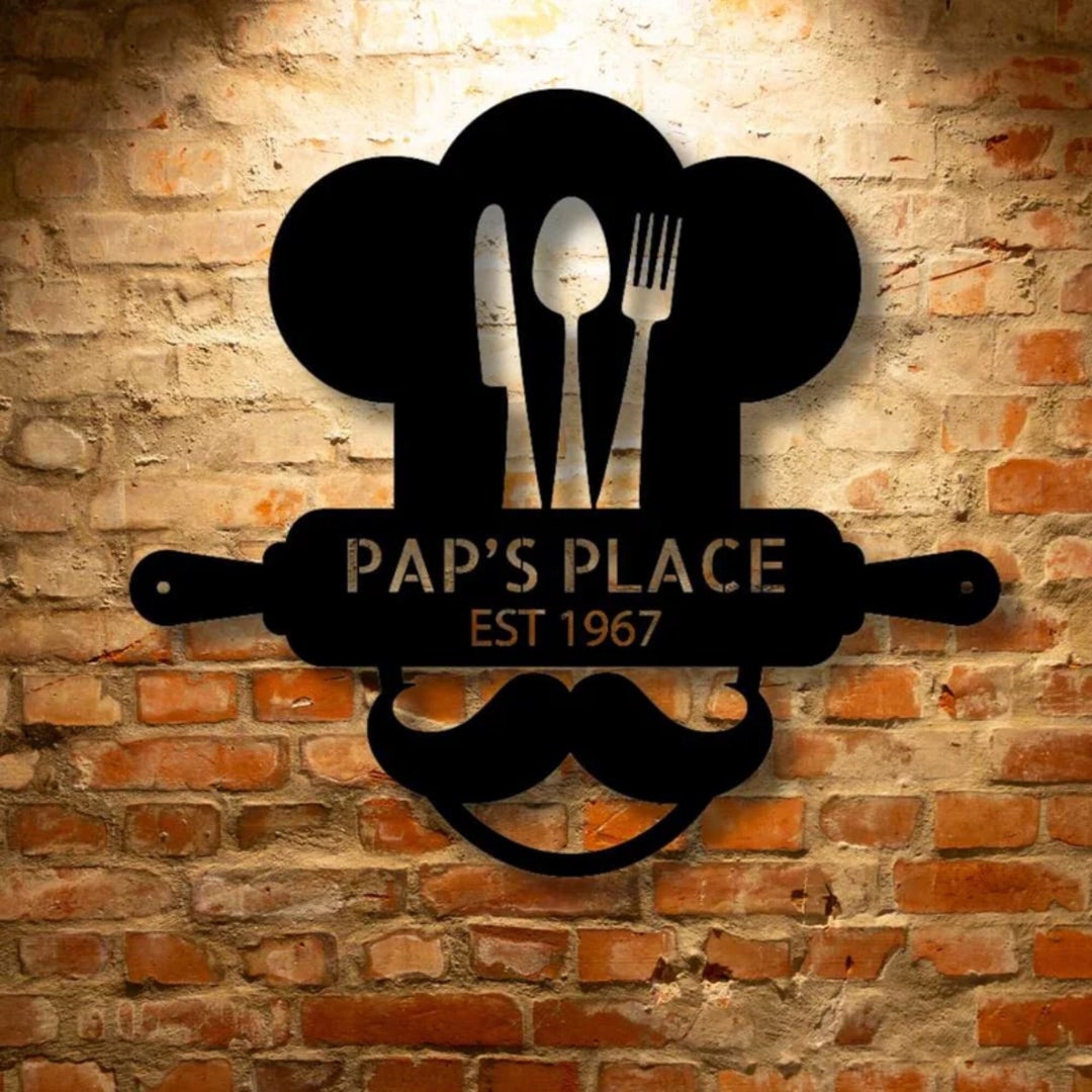 CUSTOM CHEF MONOGRAM Wall Art, Personalized Kitchen Home Wall Decor ...