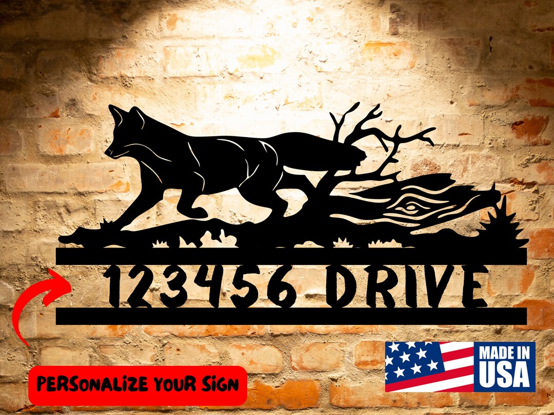 PERSONALIZED FOX ADDRESS Sign Monogram Steel Sign Personalized Fox ...