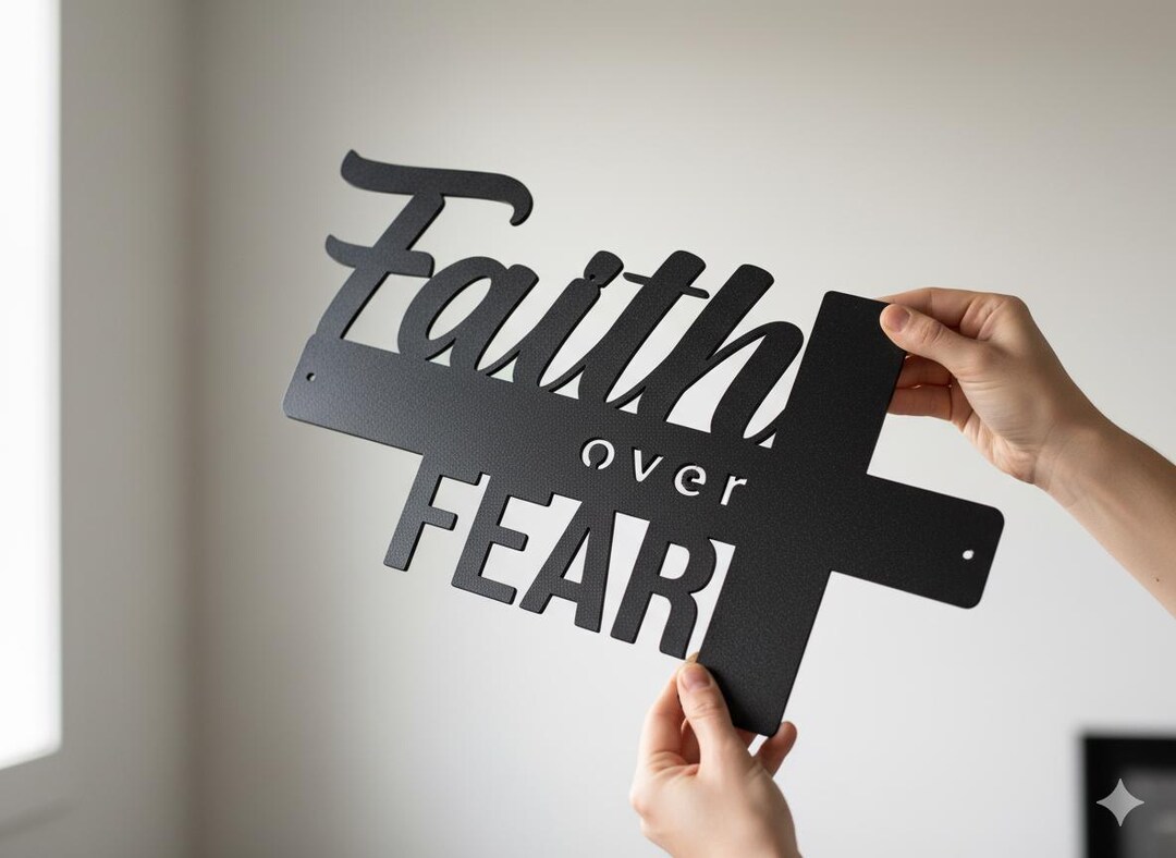 Faith Over Fear Metal Sign: Christian Home Decor With Cross - Etsy
