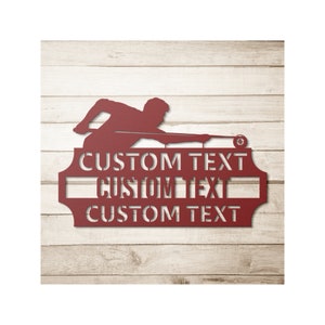 BILLIARDS NAME SIGN Monogram Steel Sign Personalized Billiard Player ...