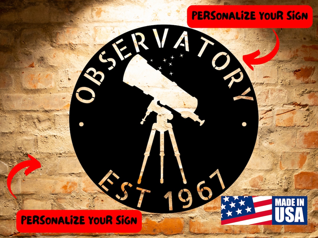 TELESCOPE MONOGRAM SIGN Telescope Sign Customized Observatory Name ...
