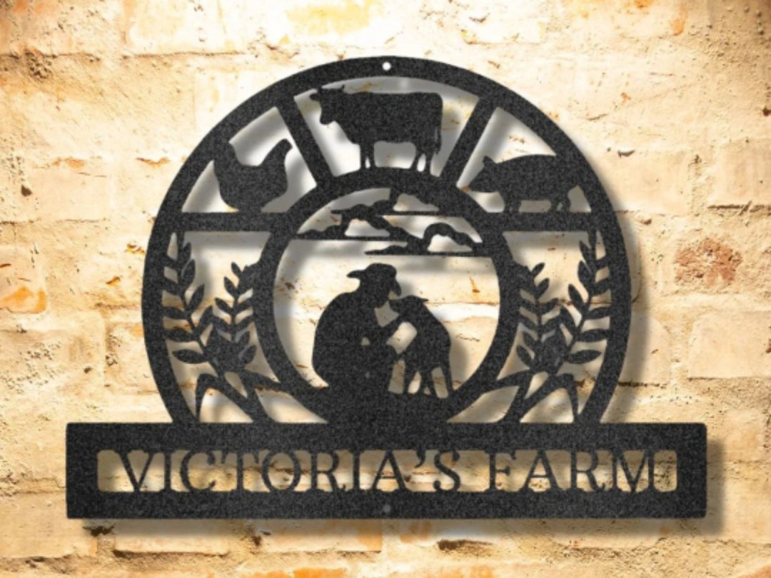 PERSONALIZED FARM SIGN Monogram Wall Art Customized Name Owner Farm ...