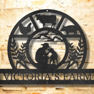 PERSONALIZED FARM SIGN Monogram Wall Art Customized Name Owner Farm ...