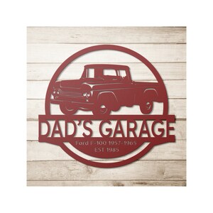CAR GARAGE SIGN Monogram Steel Sign Customized Car Ford F 100 1957-1960 ...