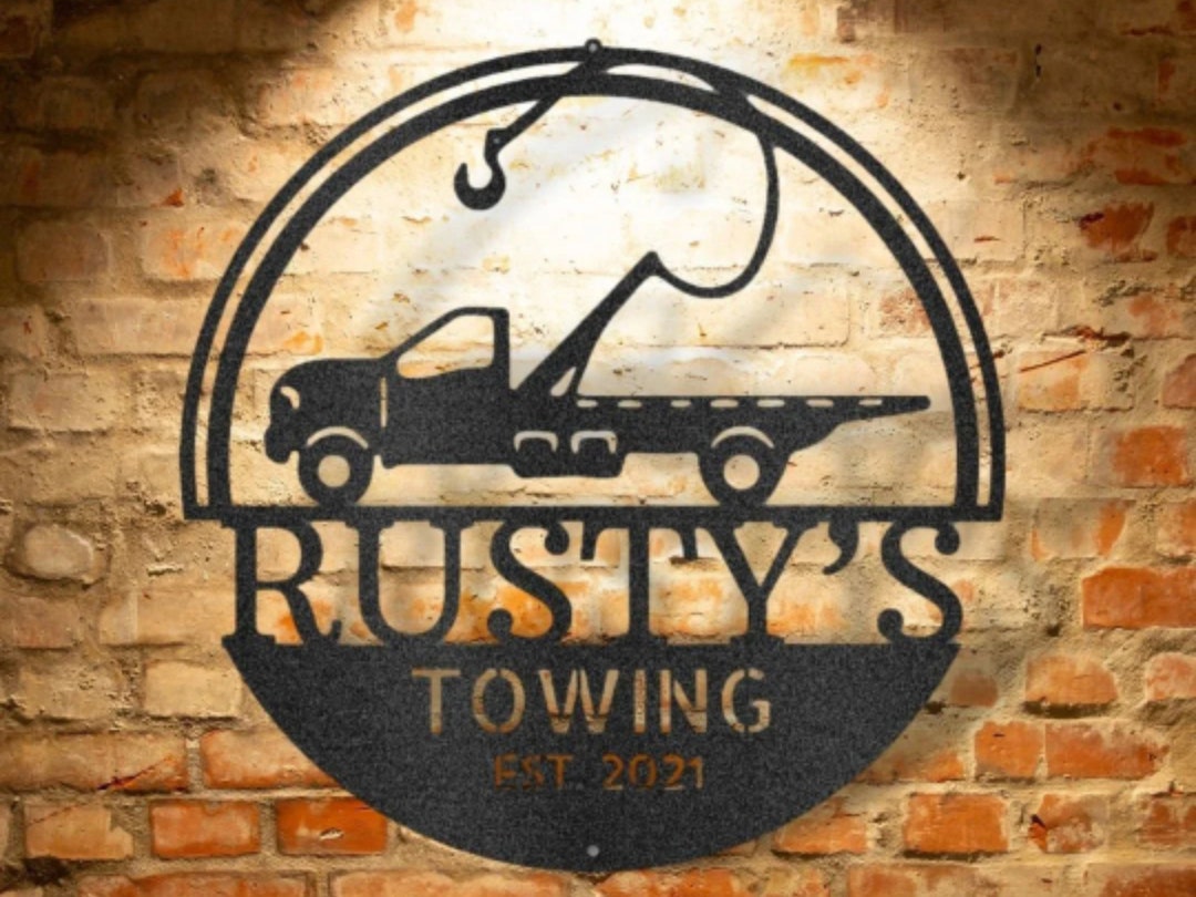 Custom Tow Truck Sign: Monogram Steel Wall Art Decor - Etsy