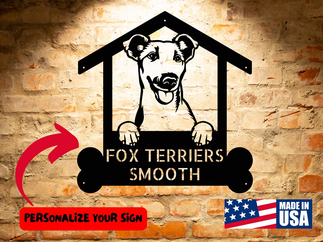 Customized Smooth Fox Terriers Sign, Personalized Dog Wall Art Home ...