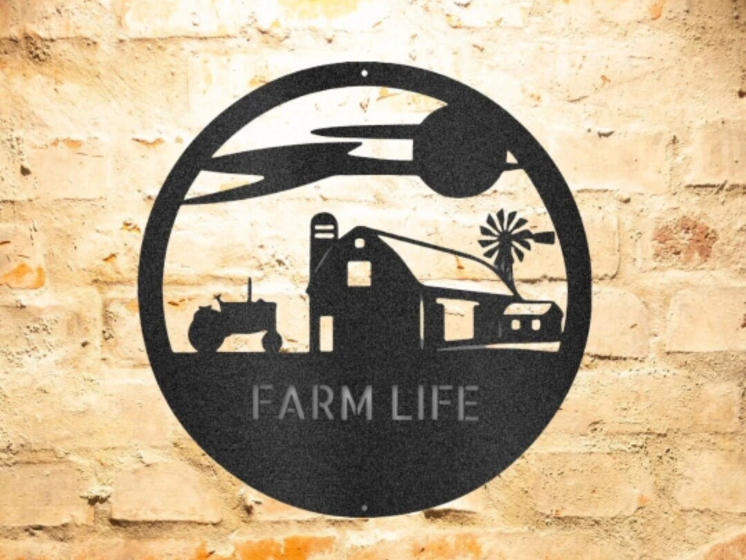 FARM LIFE SIGN Monogram Steel Sign Customized Farm Barn Life Monogram ...