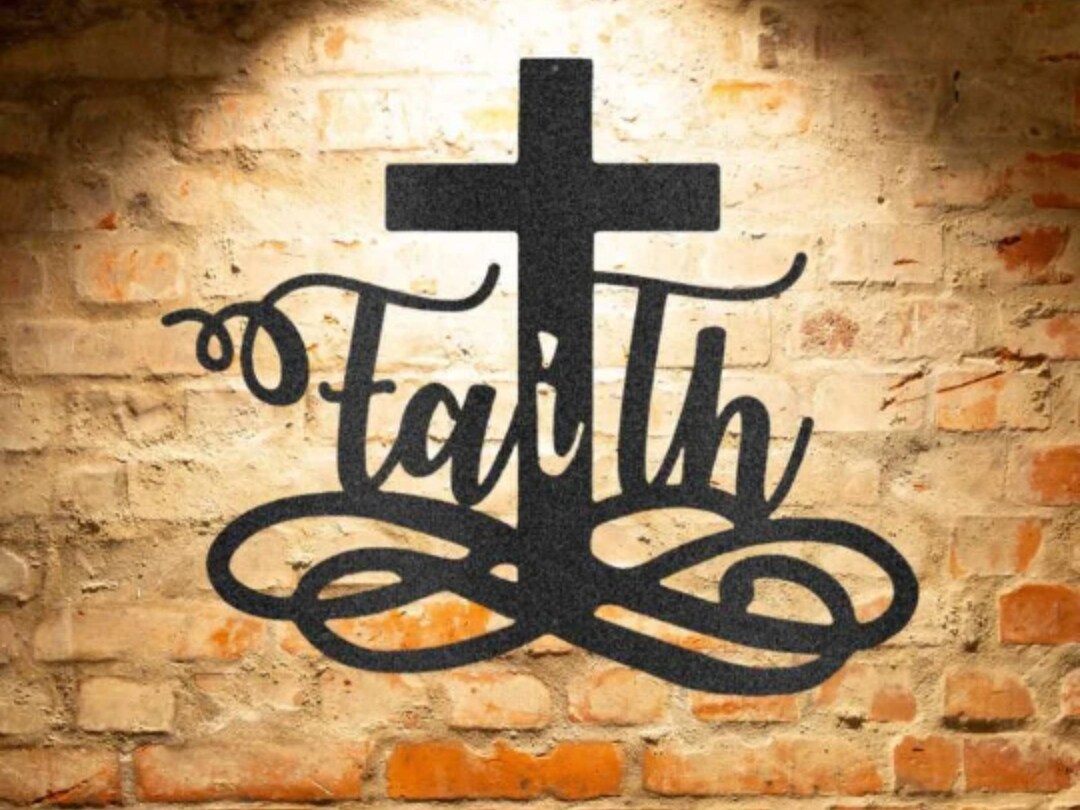 FAITH CROSS SIGN Monogram Steel Sign, Customize Faith Cross Monogram ...