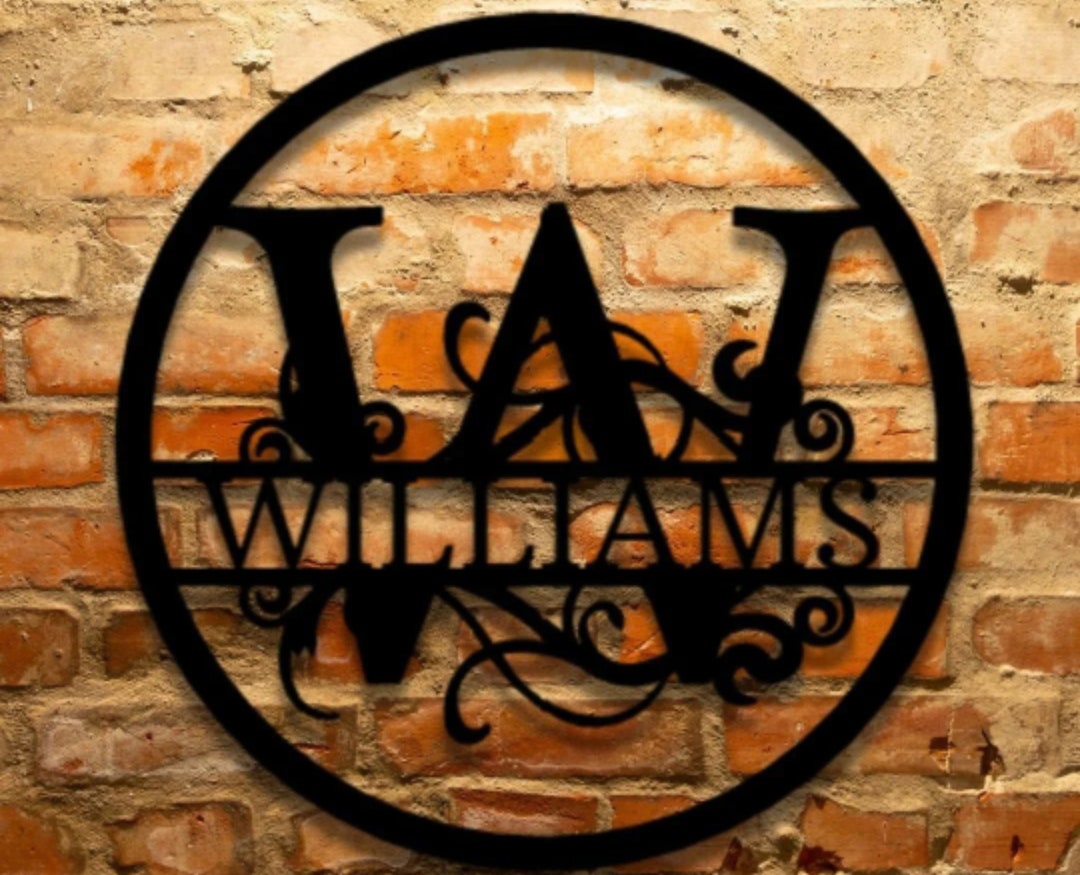 ROUND MONOGRAM SIGN Custom Round Monogram Wall Art Decor Personalized ...