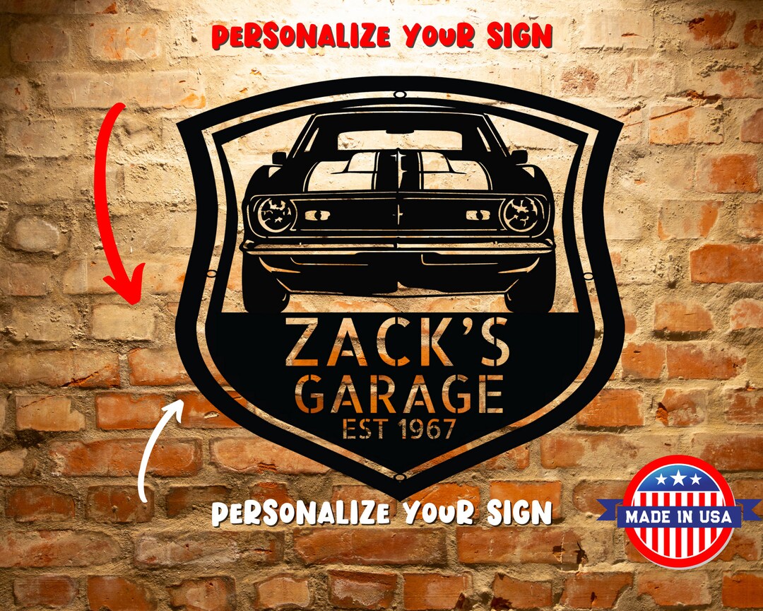 Garage Sign - Personalized 1968 Camaro Z28 Steel Wall Art for Car ...
