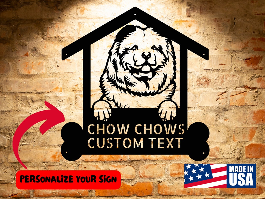 Chow Chow Dog Sign, Personalized Pet Wall Art Home Decor, Unique Gift ...