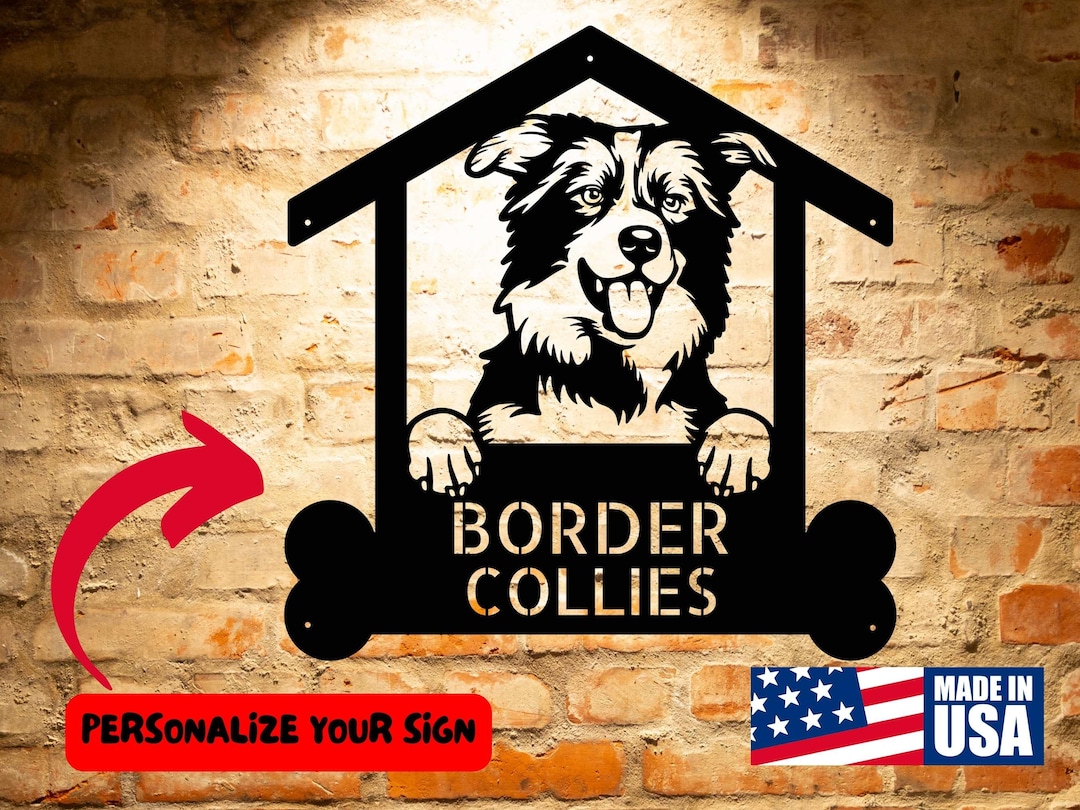 Custom Border Collie Metal Sign Personalized Dog Wall Art Unique Home ...