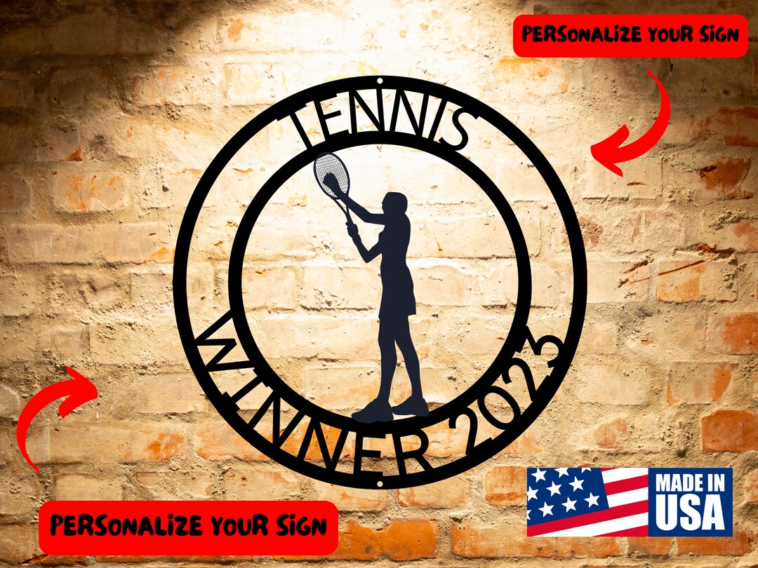 CUSTOM TENNIS SIGN, Sports Steel Sign, Personalize Tennis Monogram Wall ...