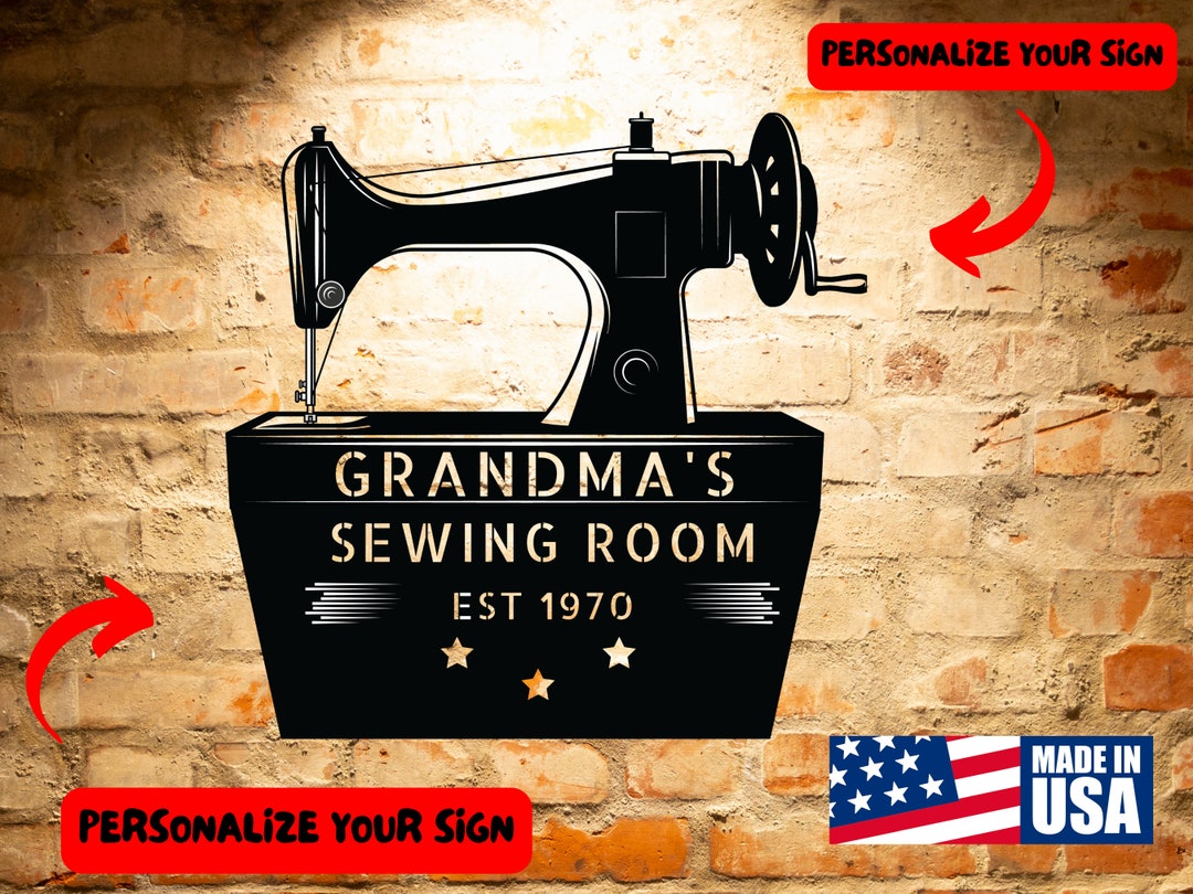Personalized Sewing Machine Metal Sign: Custom Sewing Room Decor - Etsy