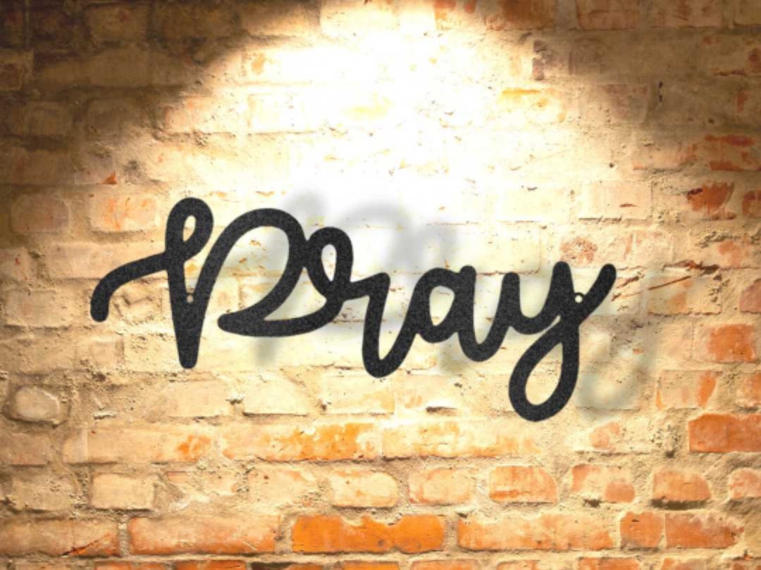 PRAY SCRIPT SIGN Monogram Wall Art Confirmation Gift Religious Wall ...