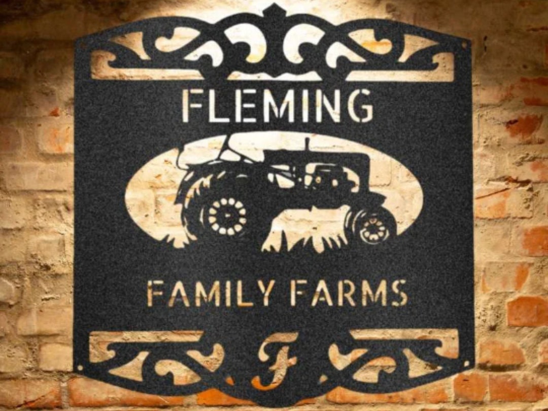 Farm Life Name Sign Monogram Steel Sign Farm House Wall Art Décor ...