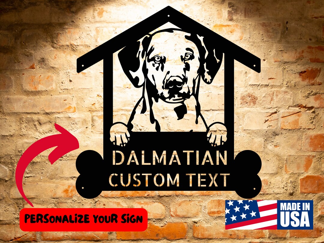 Custom Dalmatian Dog Sign, Personalized Dog Wall Art, Handcrafted Pet ...