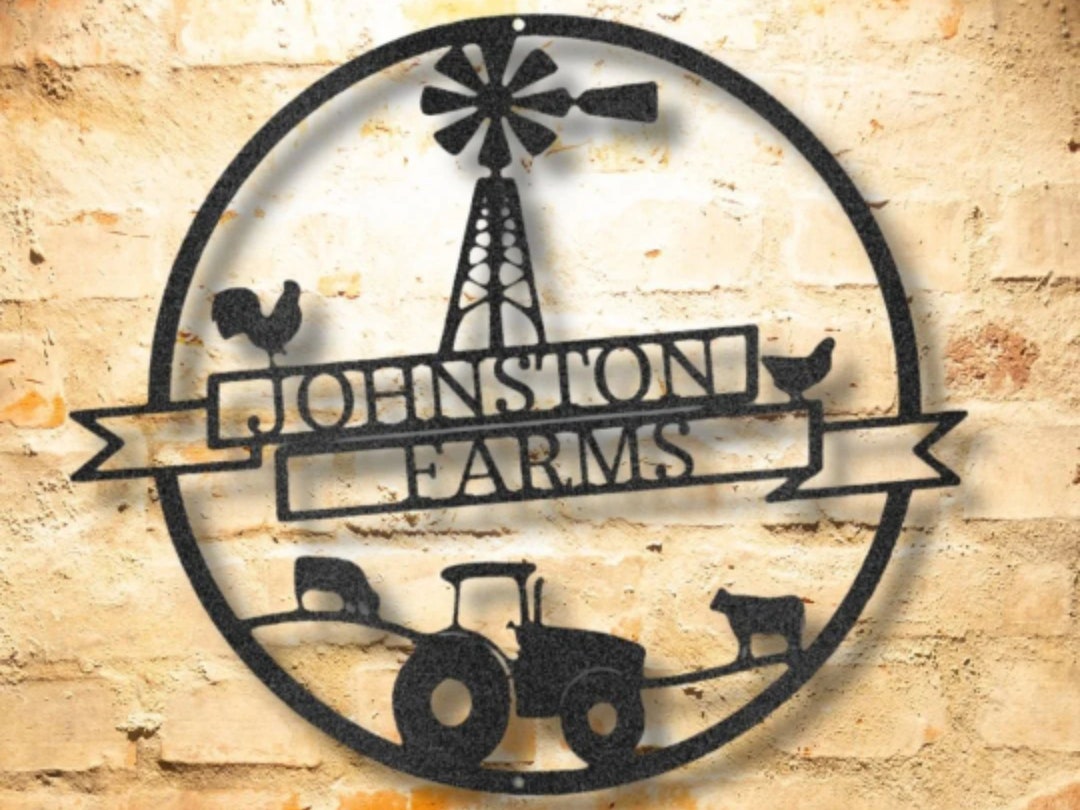 FAMILY BANNER FARM Sign Monogram Wall Art Customized Family Banner Farm ...