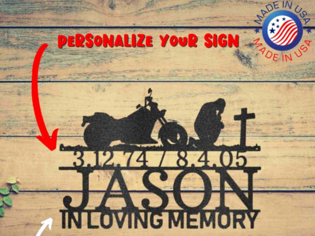 IN LOVING MEMORY Memorial Biker Name Sign Personalized Biker ...