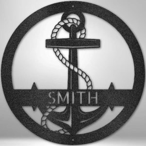 ANCHOR NAME SIGN Monogram Steel Sign Personalized Anchor Name Monogram ...