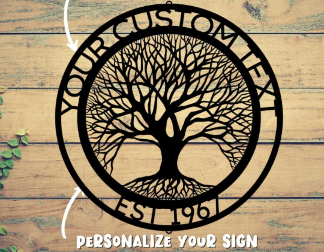 TREE OF LIFE Sign Custom Tree of Life Monogram Steel Sign Wedding Gift ...