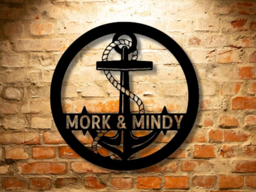 ANCHOR NAME SIGN Monogram Steel Sign Personalized Anchor Name Monogram ...