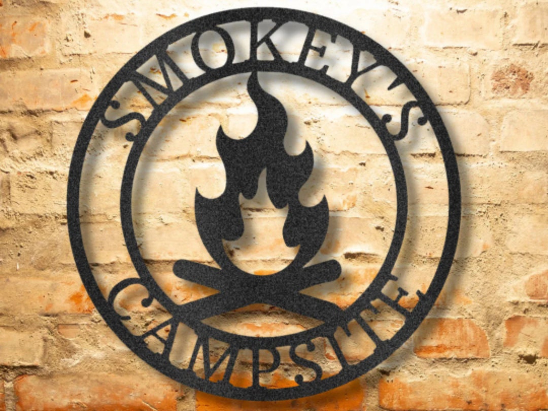 CUSTOM CAMPFIRE SIGN Monogram Steel Sign Personalize Campfire Outdoor ...