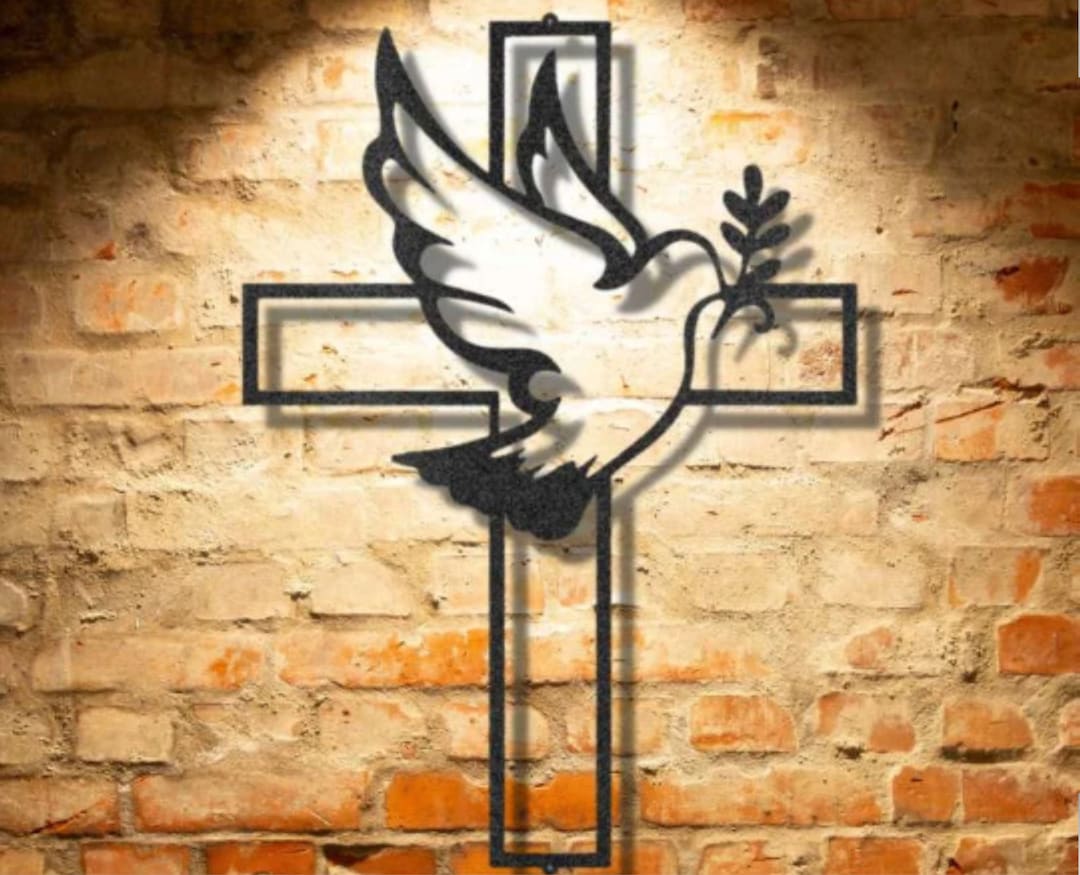 Peaceful Dove Sign Monogram Steel Sign Home Office Church Wall Art ...