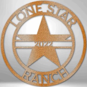 Texas Star Sign Custom Texas Star Wall Sign Established Monogram Steel ...