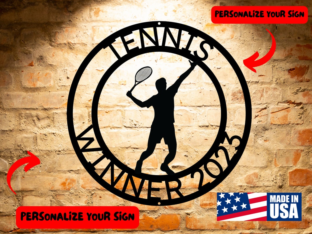 CUSTOM TENNIS SIGN Steel Monogram Wall Art, Personalized Tennis ...