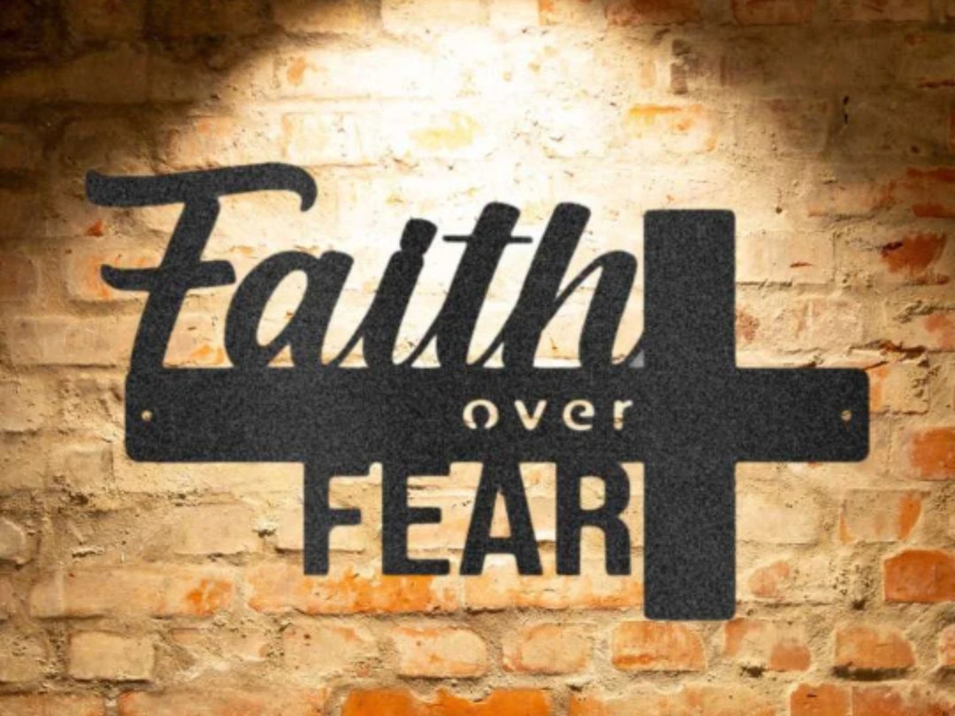FAITH OVER FEAR Sign Monogram Wall Art Gift for Churches Encouragement ...