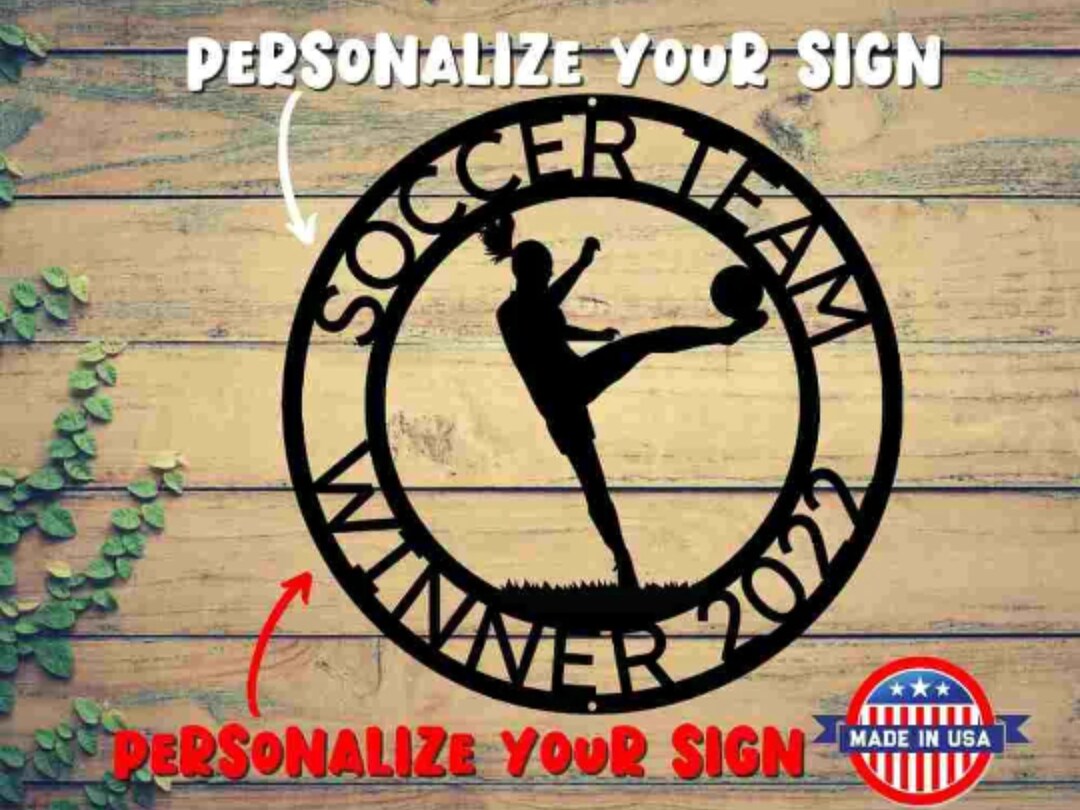 Soccer Name Sign Monogram Steel Sign Personalized Soccer Name Wall Art ...