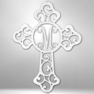 INITIAL CROSS SIGN Monogram Wall Art Faith Christian Home Decor ...