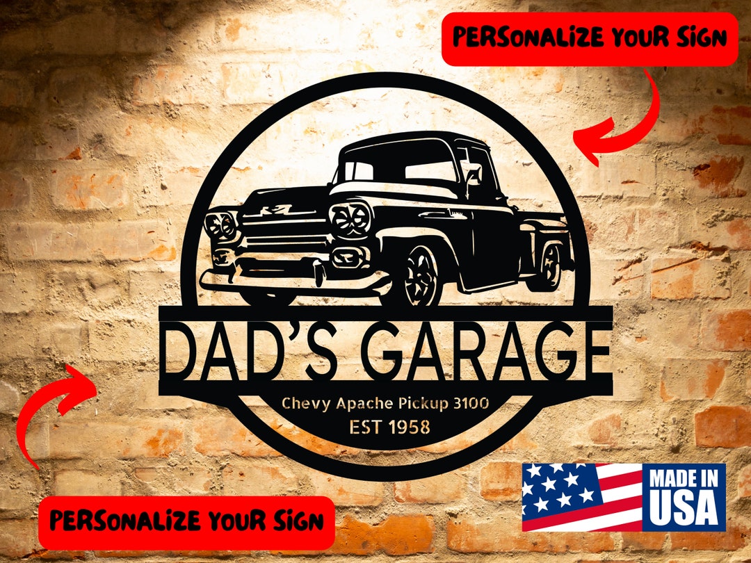 CUSTOMIZED CAR SIGN Monogram Steel Sign Personalize Car Chevy Apache ...