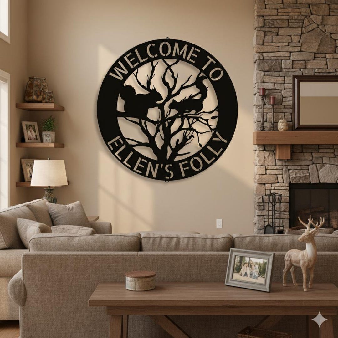 Custom Chipmunk Monogram Steel Sign: Personalized Wall Art Decor - Etsy