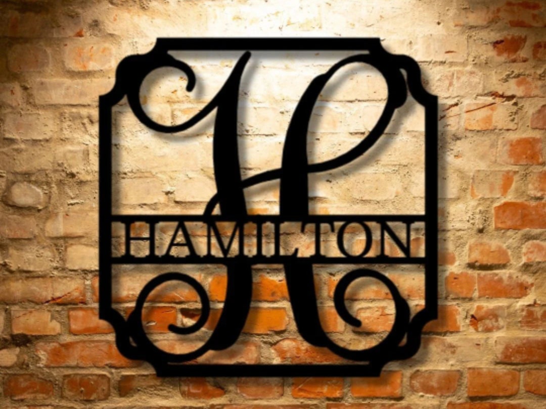 LETTER INITIAL SIGN Monogram Steel Sign Customize Single Letter Wall ...