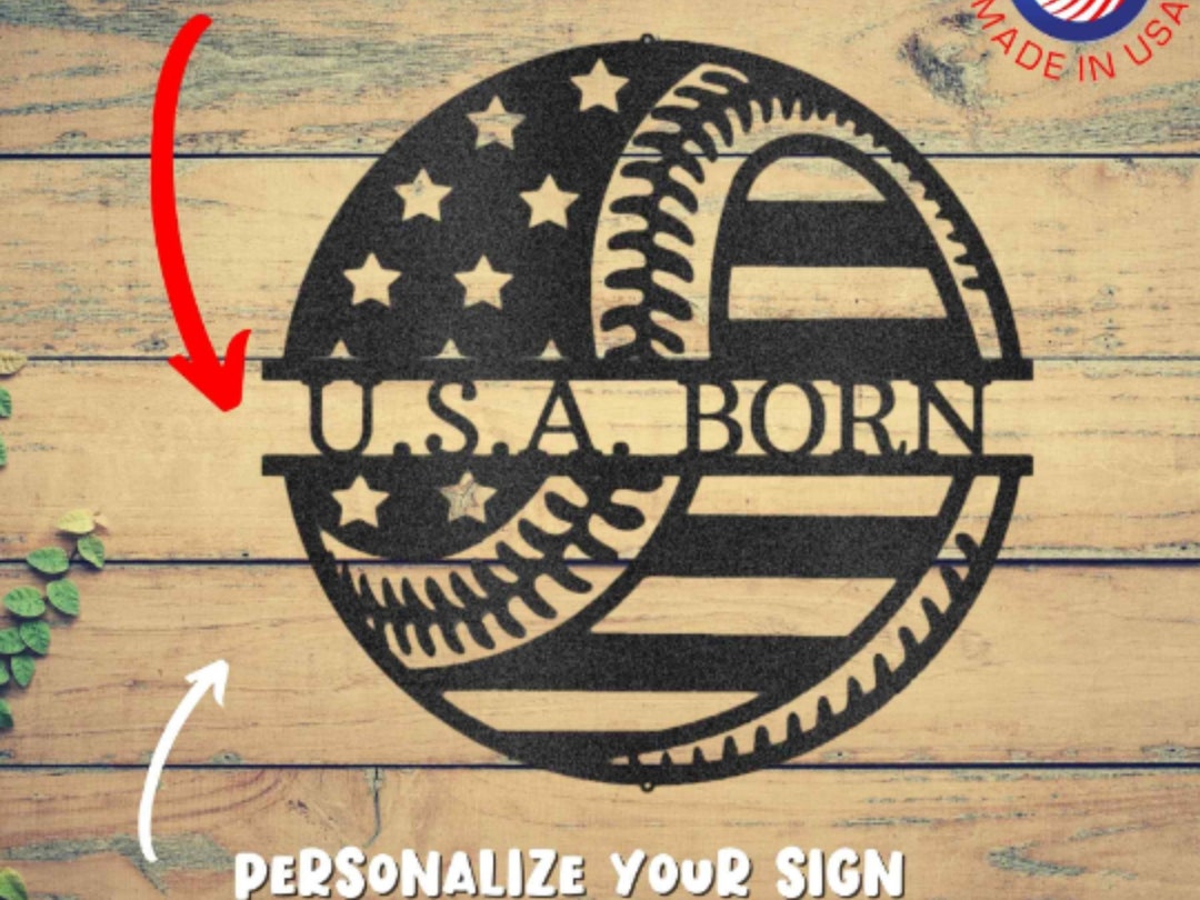BASEBALL NAME SIGN Monogram Steel Sign Personalize Baseball American ...